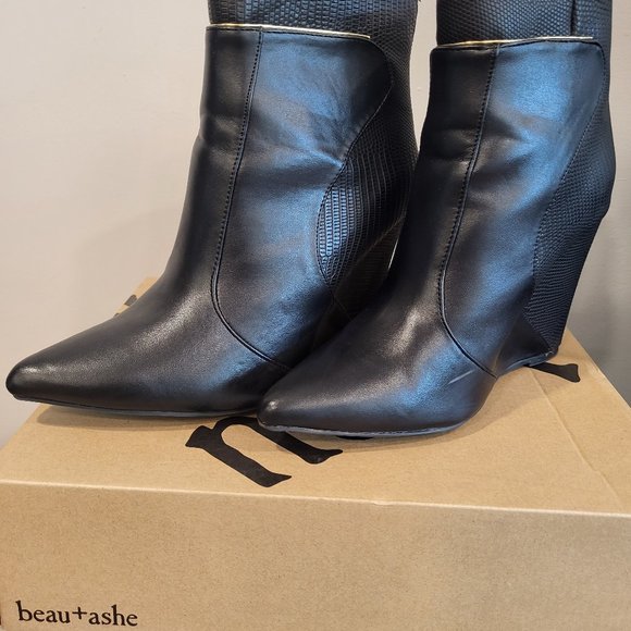 Beau + Ashe | Shoes | Beau Ashe Zylan Black Wedge Boots | Poshmark